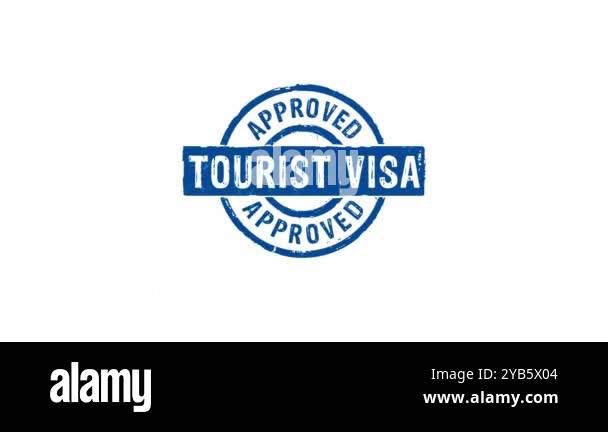 Tourist Visa approved stamp and hand stamping impact isolated animation ...