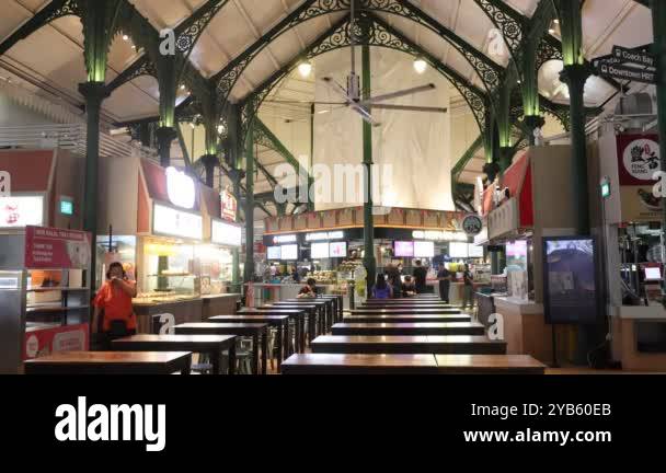Singapore- 4 Oct 2024: Lau Pa Sat hawker market in Singapore, it was ...