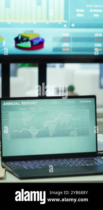 Vertical Video Empty modern office setup with advanced technology ...