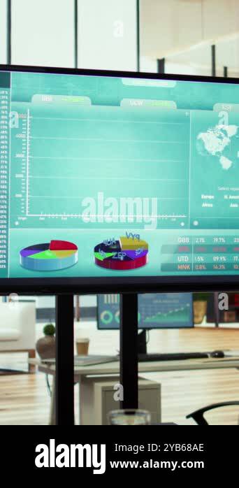 Vertical Video Empty modern office setup with advanced technology ...