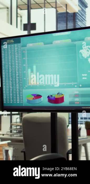 Vertical Video Empty modern office setup with advanced technology ...