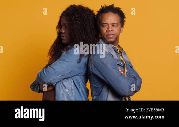 Upset husband and wife dealing with marriage quarrel and conflict ...