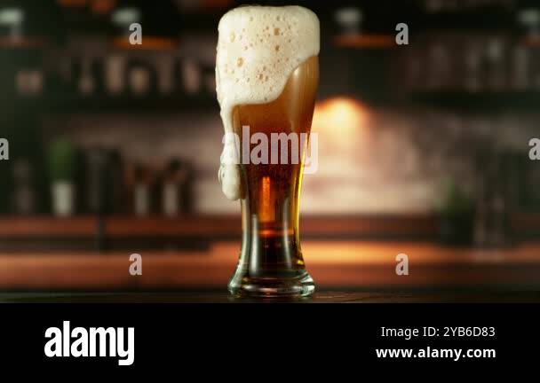 Super Slow Motion of Overflowing Foam from Beer Pint. Filmed on High ...