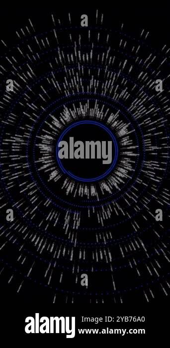 A visual display shows particles radiating towards a central dark area ...