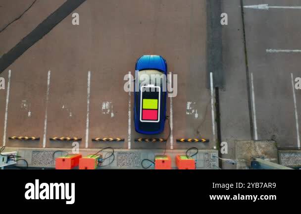 Electric vehicle with power indicator flashing with warning colors on ...