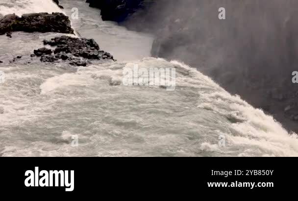 Waterfall Edge Fly Over Landscape Epic Aerial Flight Around Famous ...