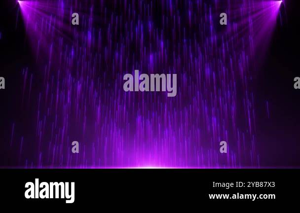 A spotlight illuminates the background of the stage. Animation of shiny ...