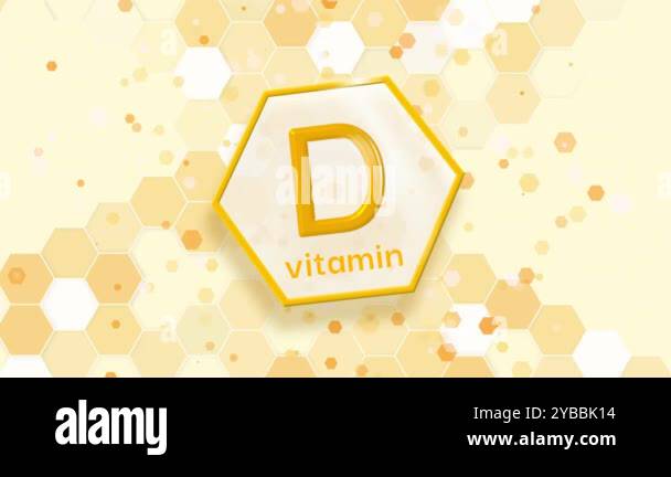 Hexagon shape vitamin D logo design with medical background and orange ...