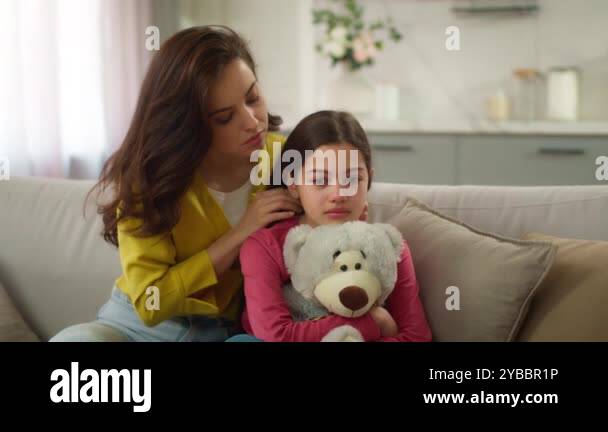 Worried Caucasian parent woman feel guilty female mother apologizing ...