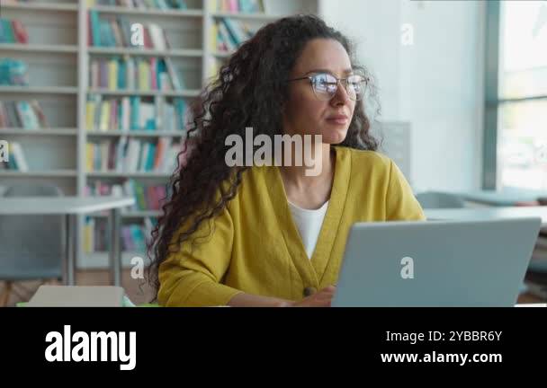 Latina Caucasian Hispanic woman student laptop desktop computer gadget ...