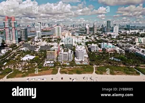 Skyscraper architecture of Miami. South beach landscape aerial view ...