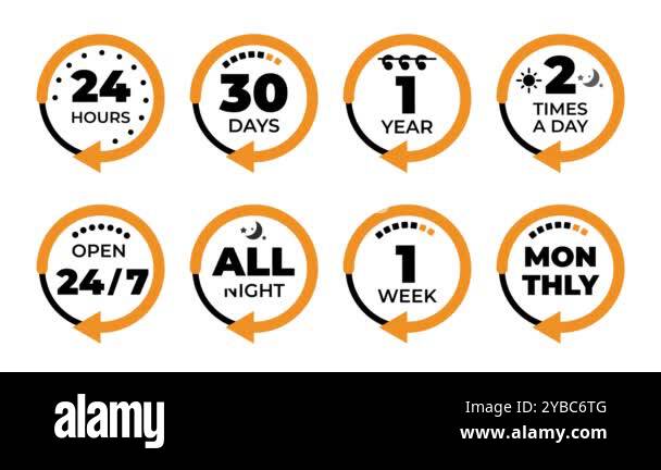 Animated time icons that visually represent various timeframes and ...