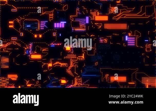 Printed circuit board. Advanced technology concept visualization: PCB processor microchip ...