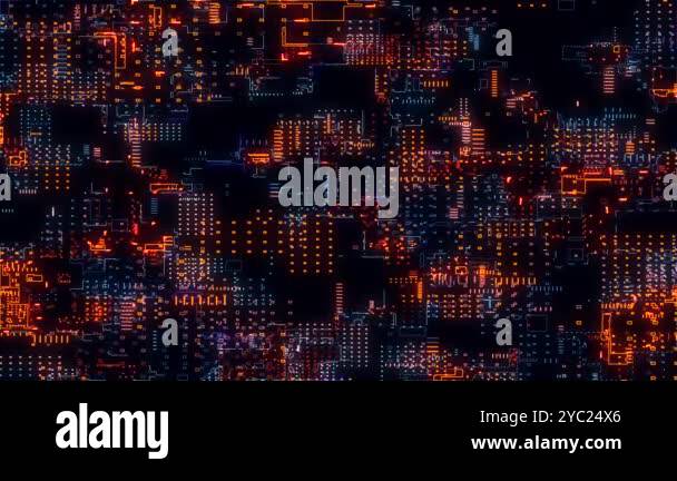 Printed circuit board. Advanced technology concept visualization: PCB processor microchip ...