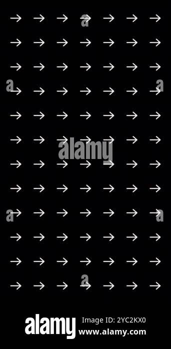 Pattern of synchronized white and red arrows, rotating and changing ...