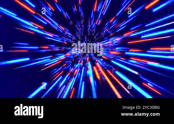 Abstract animated background of radial lines. Air flight inside festive ...