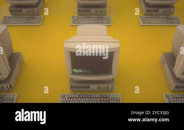 Retro personal computer or PC with keyboard in dynamic motion. Source ...