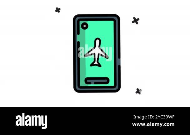 Animation flight mode with smartphone icon. Seamless looping video with ...