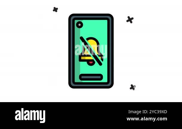 Animated silent mode and silence mobile phone icon. Seamless looping ...