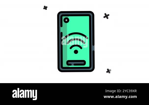 Animation wifi hotspot with smartphone icon. Seamless looping video ...