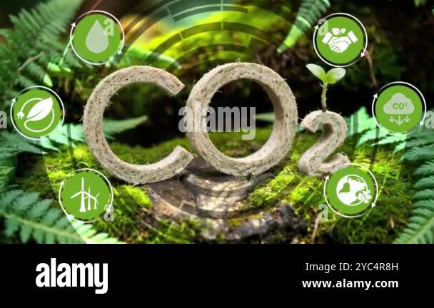 CO2 on Green Moss Background.ESG,Net Zero.CO2 reduce.Green energy zero ...