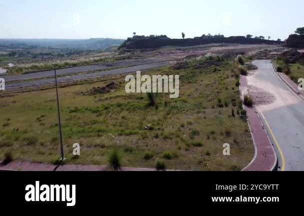 A high speed drone glides over the deserted streets, capturing stunning ...