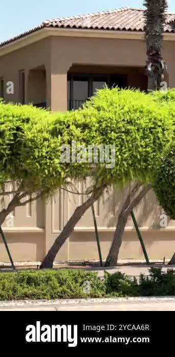 Modern landscape design uses dense shrubs and trees as natural barriers ...