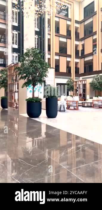 Geometric patterns adorn reception hall, blending with modern ...