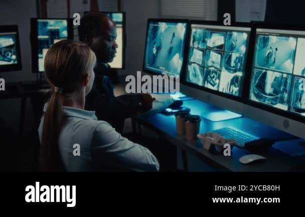 Medium side shot of middle-aged African American male security guard ...