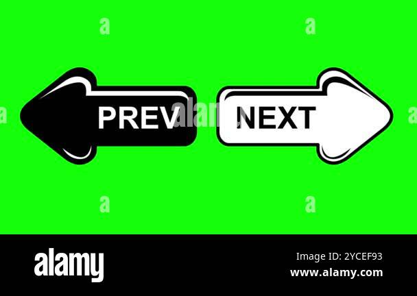 video animation black and white icon arrows with prev and next word ...