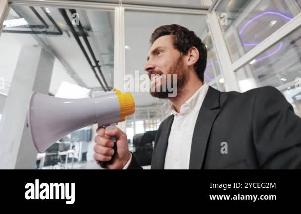 Businessman standing megaphone Stock Videos & Footage - HD and 4K Video ...