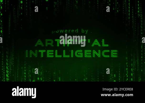 Glitching powered by Artificial Intelligence words in dangerous green ...