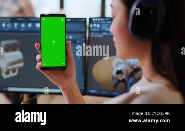 Industrial engineer works with CAD software and isolated mockup in a ...