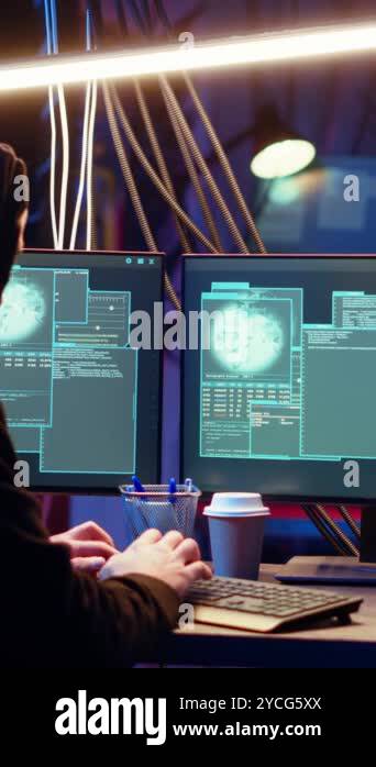 Vertical video Hacker in hidden base successfully getting past anti ...