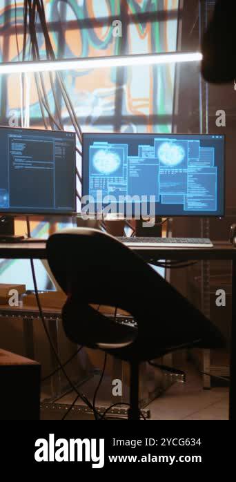 Vertical Video Hacker Arrives In Messy Base Of Operations With Neon