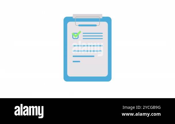 Task List is Marked Complete. Motion icon of a clipboard features a check mark signifying ...