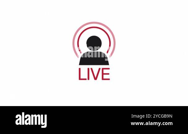 A simple and modern icon representing a live stream, featuring a white ...