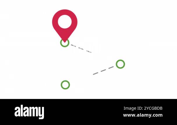 Red Pin Location Route: A minimalist illustration of a red pin location ...
