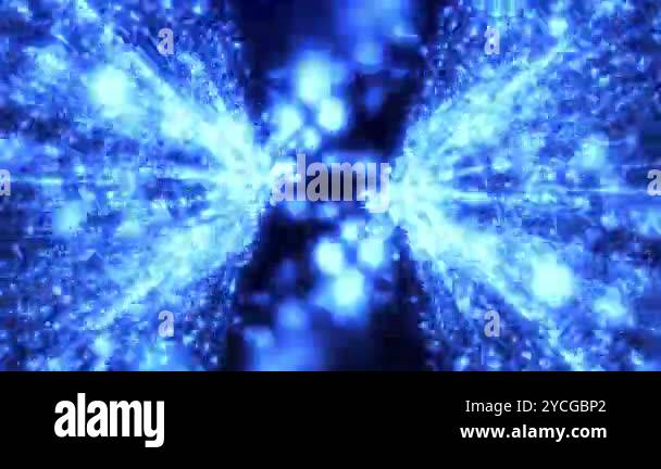 Flying sparkling and shiny particles, falling blue glowing , abstract ...