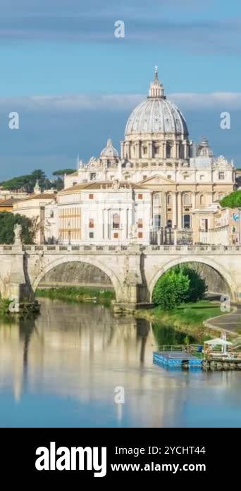 Time lapse of Rome Skyline with Vatican St Peter Basilica and St Angelo ...