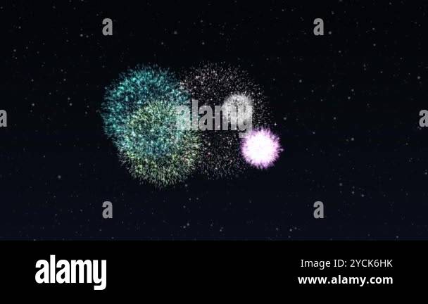 New Year 2025 fireworks. Sparkling animated numbers on dark blue ...