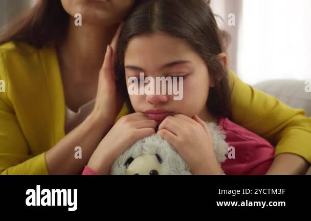 Caring Caucasian worried woman babysitter sister female mother ...