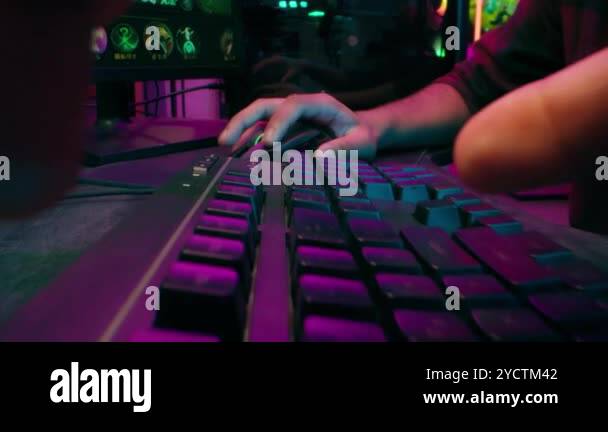 Close Up Hands Man Unrecognizable Male Typing Gamer Streamer Hacker Programmer Desktop Computer