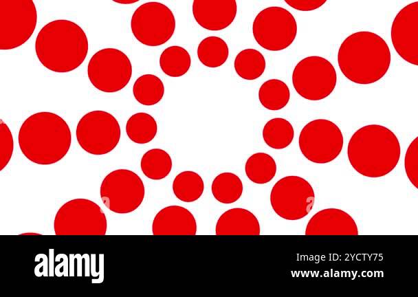 Animated increasing red dots circles from the center. Abstract ...