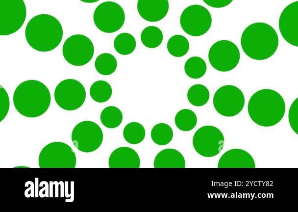 Animated increasing green dots circles from the center. Abstract ...