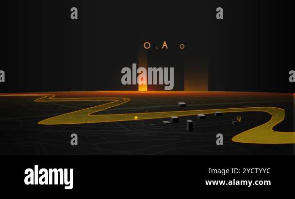 Innovative AI GPS system. Moving banner with futuristic digital hand ...