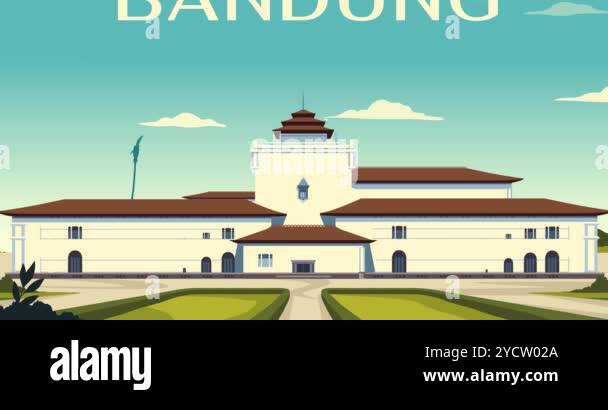 Travel destination. Moving banner with architectural landmarks of ...