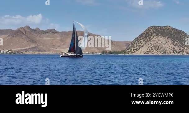 Bodrum,Turkey. 06 October 2024: Sailboats sail in windy weather in the ...