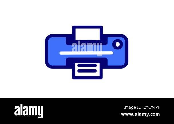 Looping animation of a printer scanning documents and printing them out ...