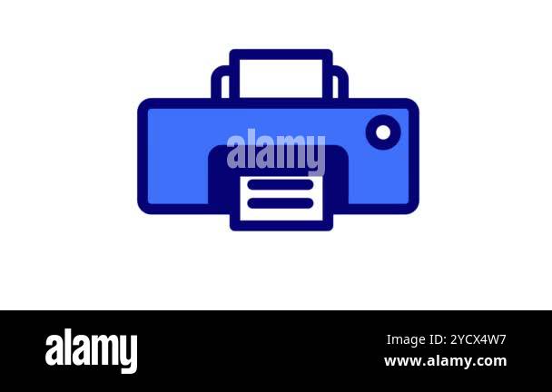 Looping animation of a printer scanning documents and printing them out ...